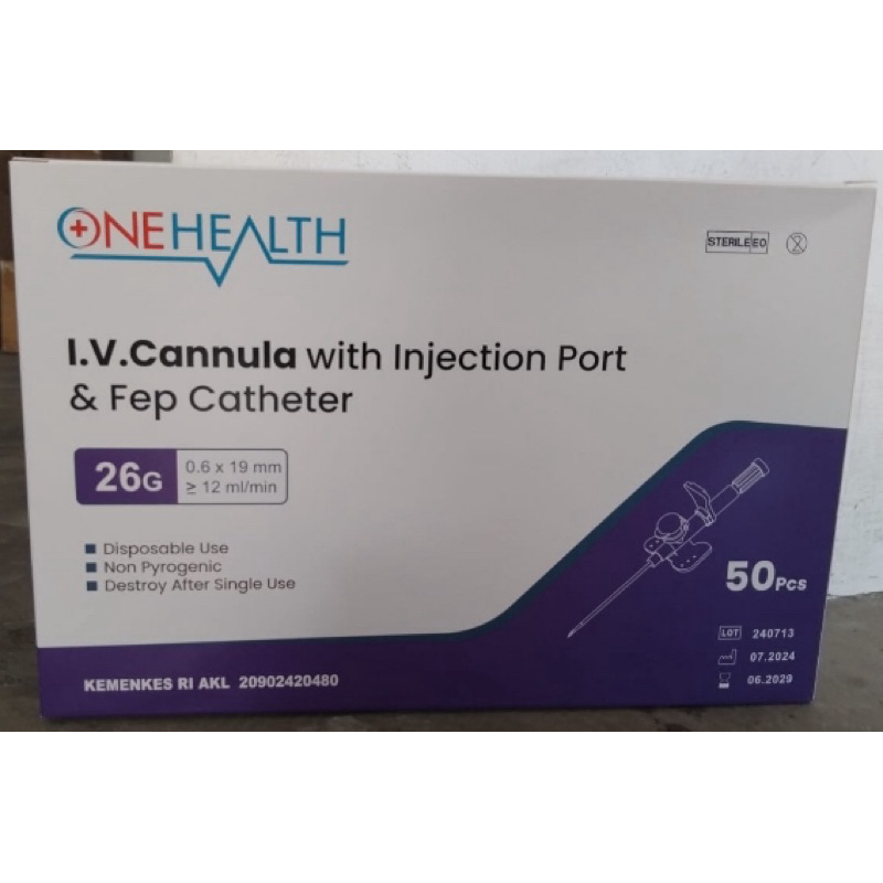 Jual IV CANULA 26G PLUS ONEHEALTH PER PCS | Shopee Indonesia