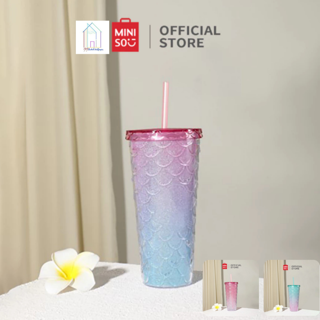 Jual PROMO Miniso Official Gelas Plastik Plastic Tumbler Desain Sisik ...