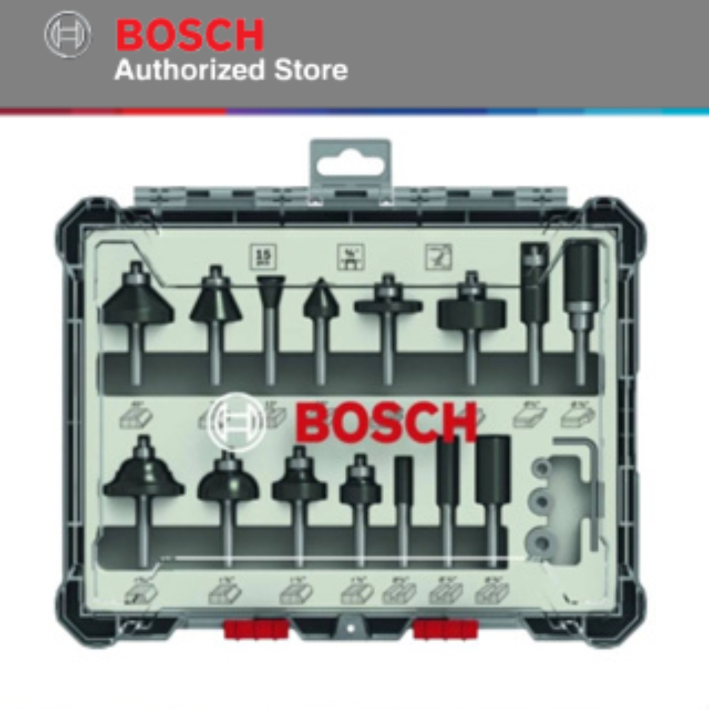 Jual Bosch Mata Router Set 15pcs dengan 1/4" Shank 017473 | Shopee ...