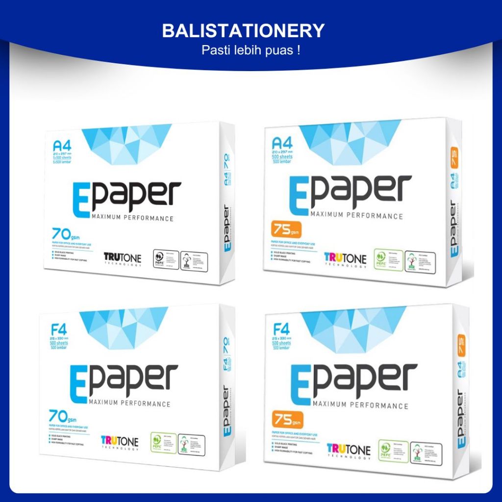 Jual E Paper Kertas Print / Fotocopy HVS 70 GSM A4 F4 per RIM | Shopee ...
