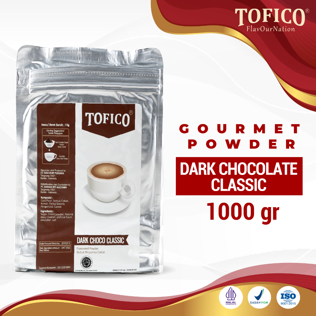 Jual Powder Dark Chocolate Classic Tofico / Bubuk Rasa Dark Chocolate ...