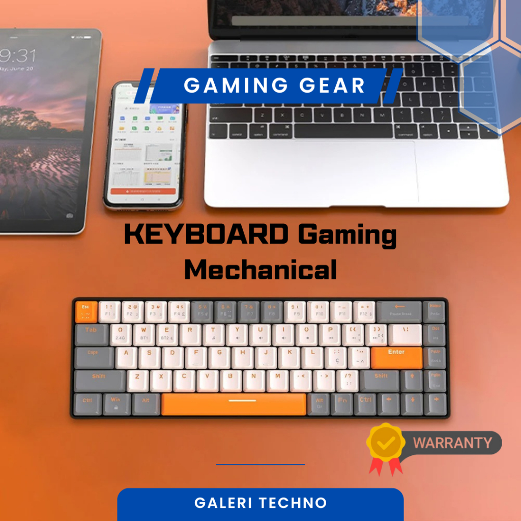 Jual ZIYOULANG Keyboard Gaming Mechanical Wireless Bluetooth 2.4G - K68 - Gray/White | Shopee ...