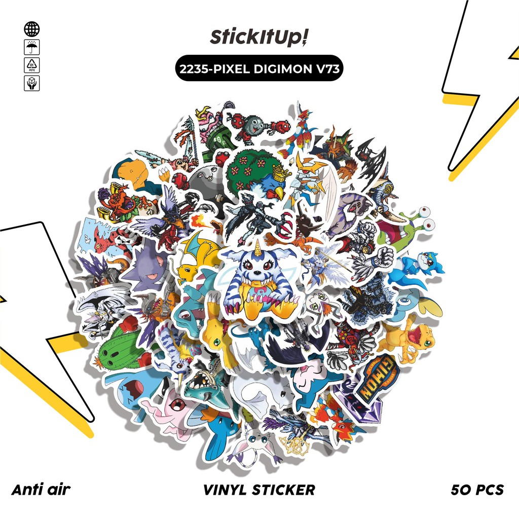 Jual COD 50 Pcs Stiker Pack PIXEL DIGIMON V73 Lucu Aesthetic Vynil ...