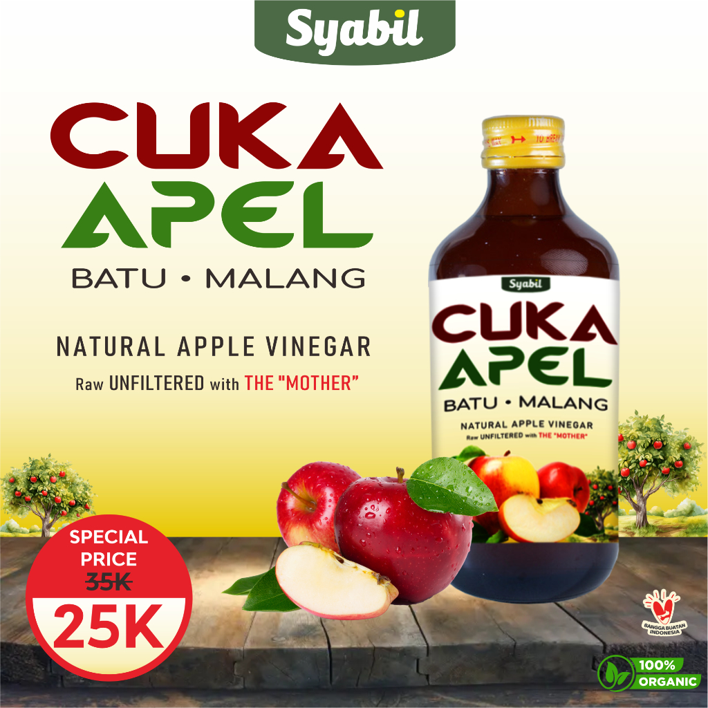 Jual Cuka Apel Alami Natural Apple Vinegar with The Mother Kemasan ...
