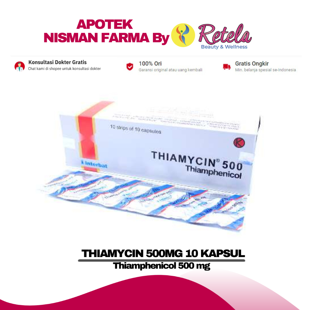 Jual THIAMYCIN 500MG 1 STRIP ISI 10 KAPSUL ( Thiamphenicol 500 mg ...