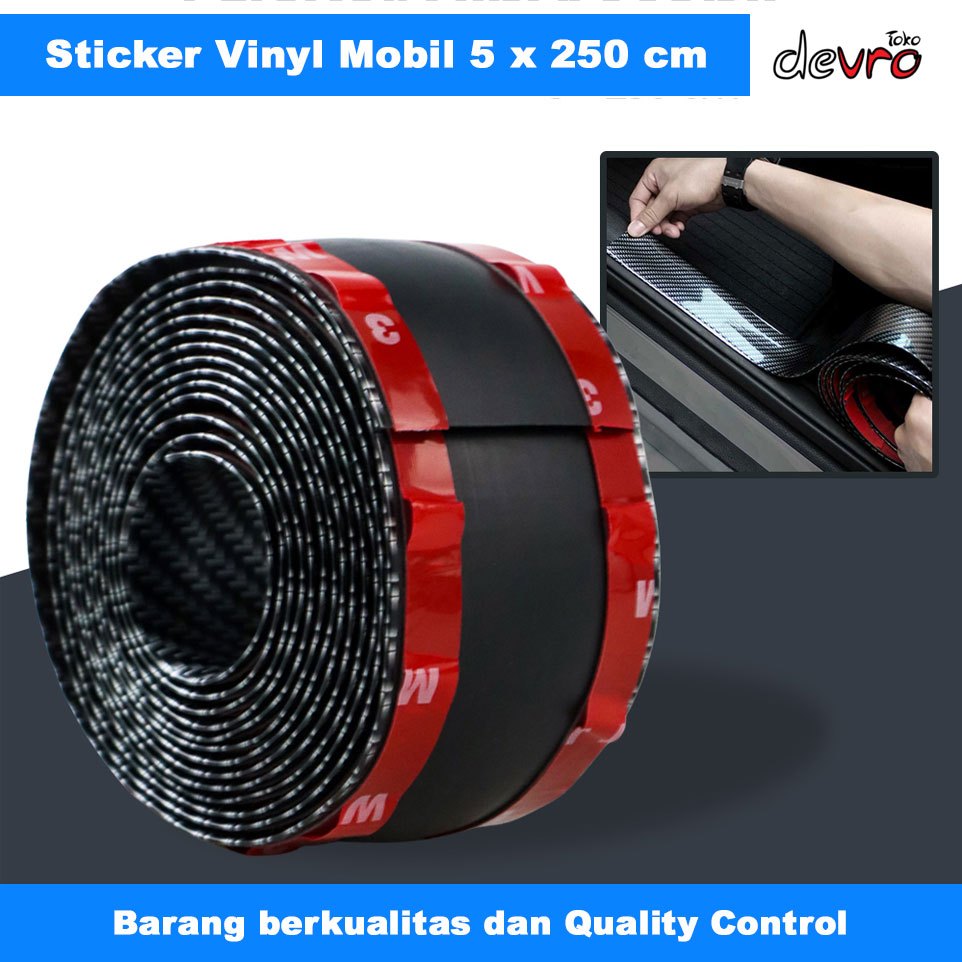 Jual Stiker Vinyl Mobil Carbon Fiber Rubber Strip Bumper Guard 5 x 250 ...