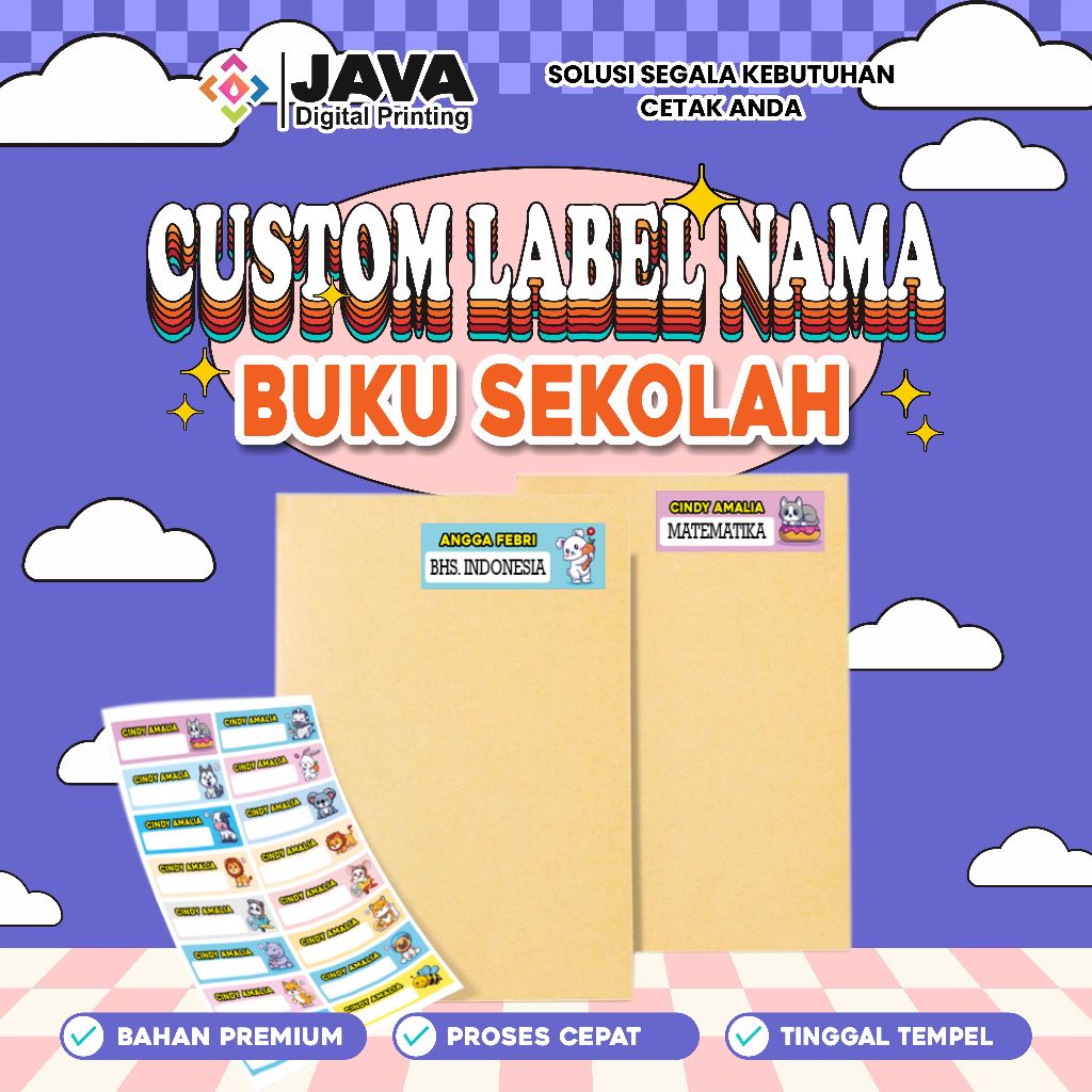 Jual Stiker Label Nama Buku Sekolah / Custom Stiker Nama Buku / Stiker ...