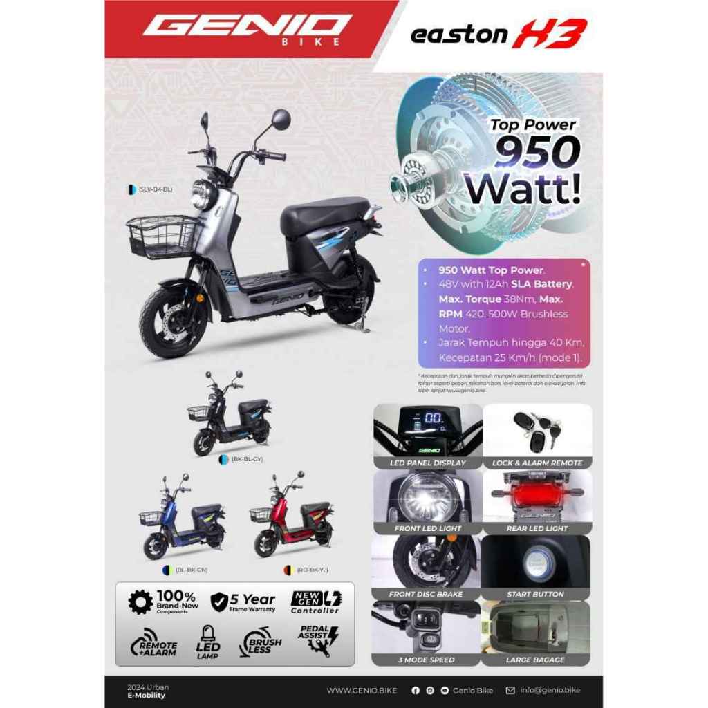 Jual Sepeda Listrik E BIKE Genio Easton X3 By United Bike | Shopee ...