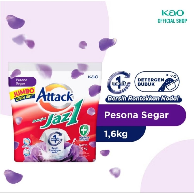 Jual Kao Attack Detergent Powder Jaz 1 Pesona Segar 1,6 KG | Shopee Indonesia