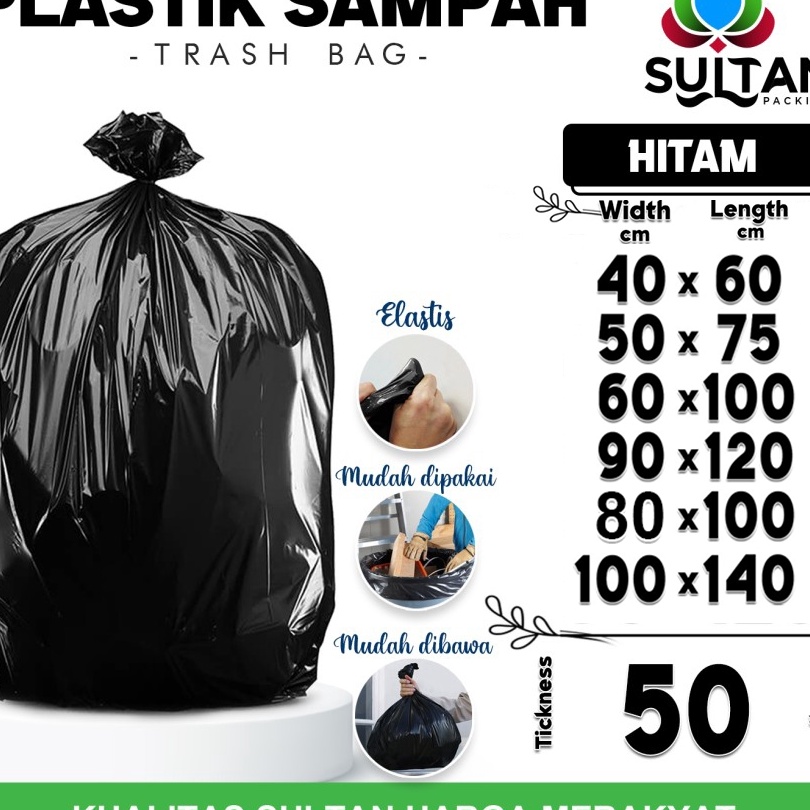 Jual KANTONG PLASTIK SAMPAH HITAM TEBAL TRASH BAG JUMBO AnTI BOCOR PACK | Shopee Indonesia