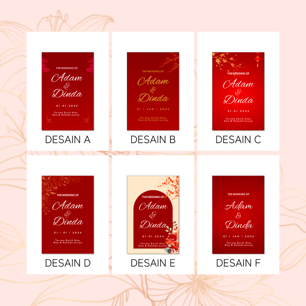 Jual (KS12) KARTU UCAPAN MERAH/PENGAMBILAN SOVENIR/KARTU SOUVENIR MURAH ...