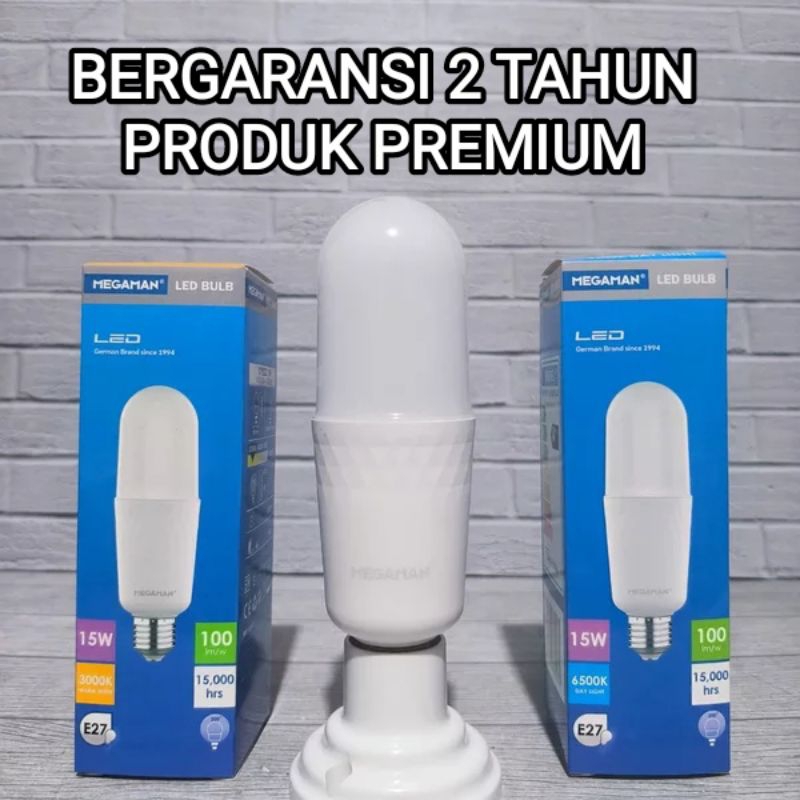 Jual MEGAMAN LAMPU LED BULB STICK 15W 15 WATT CAHAYA PUTIH / KUNING WARM WHITE 3000K SNI Bohlam ...
