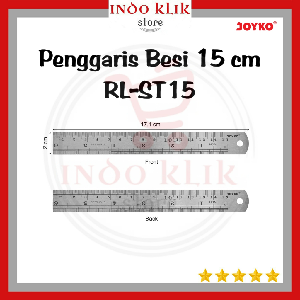 Jual Penggaris Besi Joyko 15 cm RL-ST15 /Ruller Stainless 15 cm | Shopee Indonesia