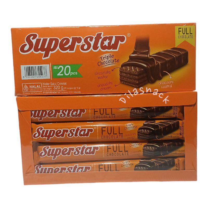 Jual Wafer Superstar 1 box isi 20 super star triple coklat | Shopee ...