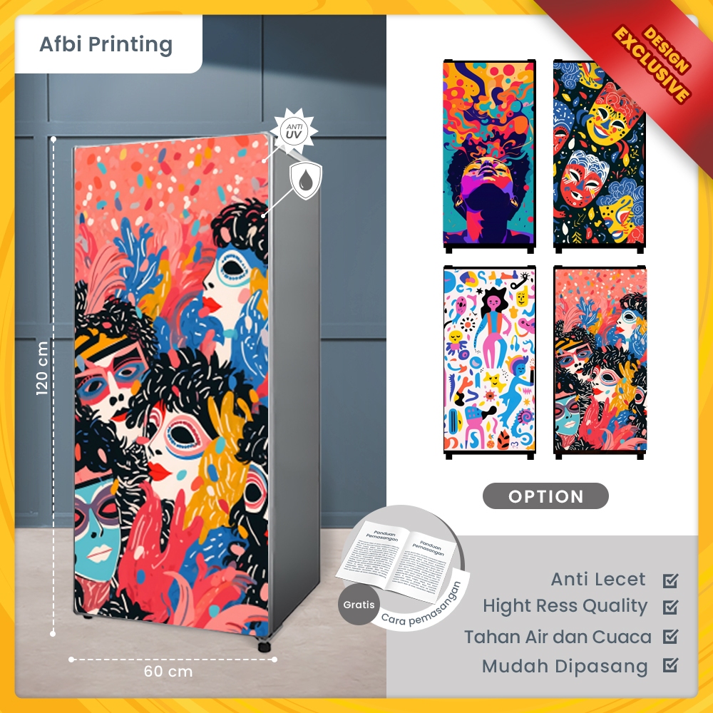 Jual Stiker Kulkas 1 Pintu / Sticker Mesin Pendingin 2 pintu Motif ...