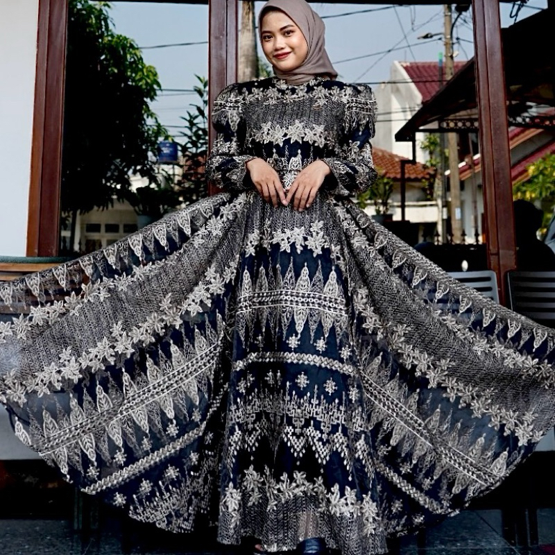 Jual LALISAA GAMIS KONDANGAN PESTA BAHAN TILLE Kerah Muslim | Shopee ...