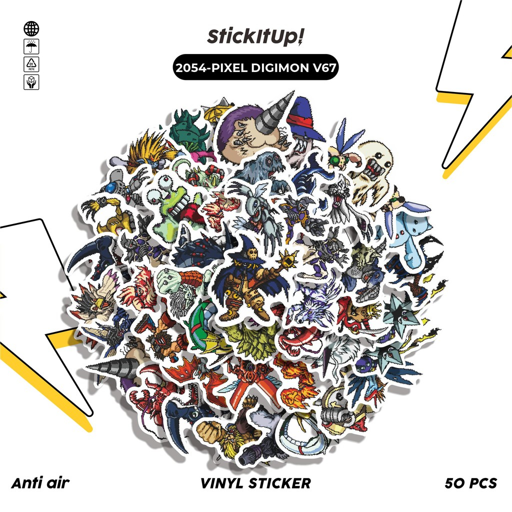 Jual COD 50 Pcs Stiker Pack PIXEL DIGIMON V67 Lucu Aesthetic Vynil ...