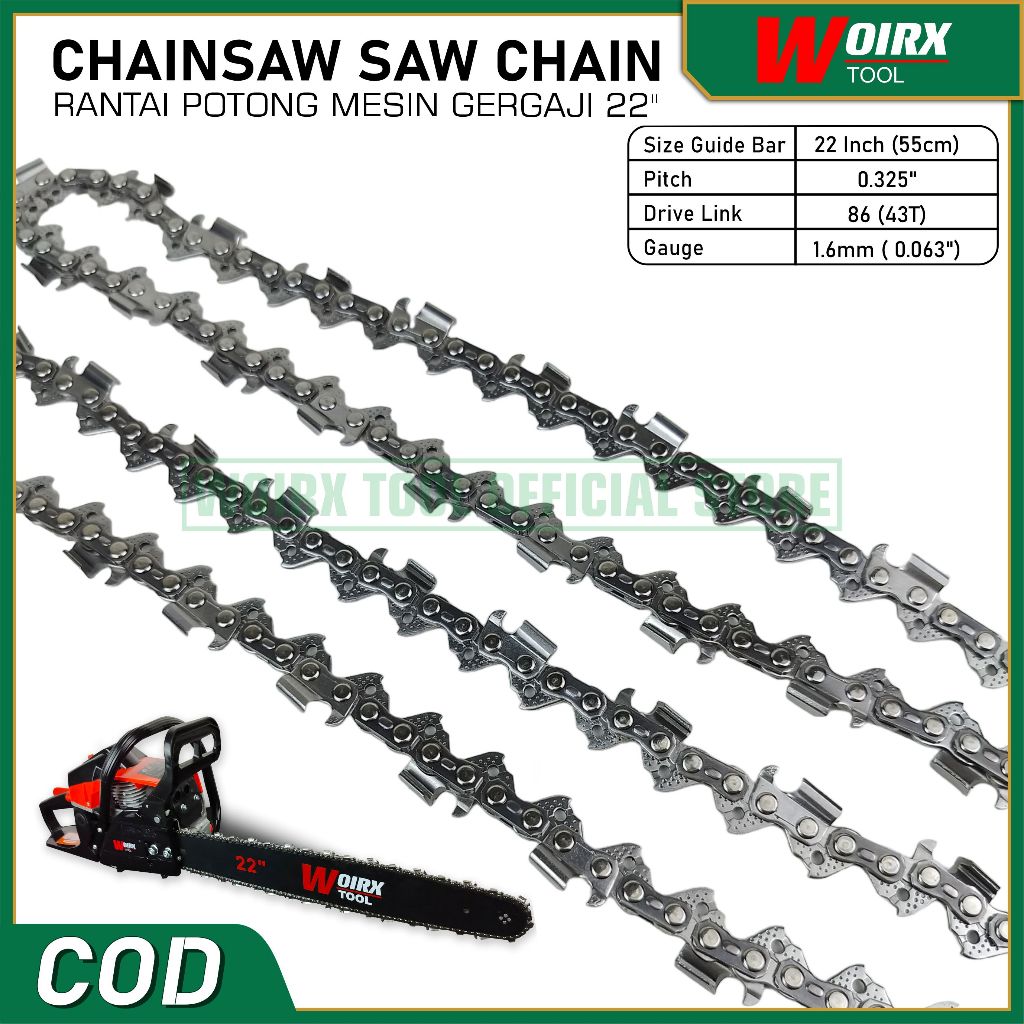 Jual WOIRX TOOL Rantai Mesin Gergaji 325 22" Inch 86E 43T Rantai Potong ...