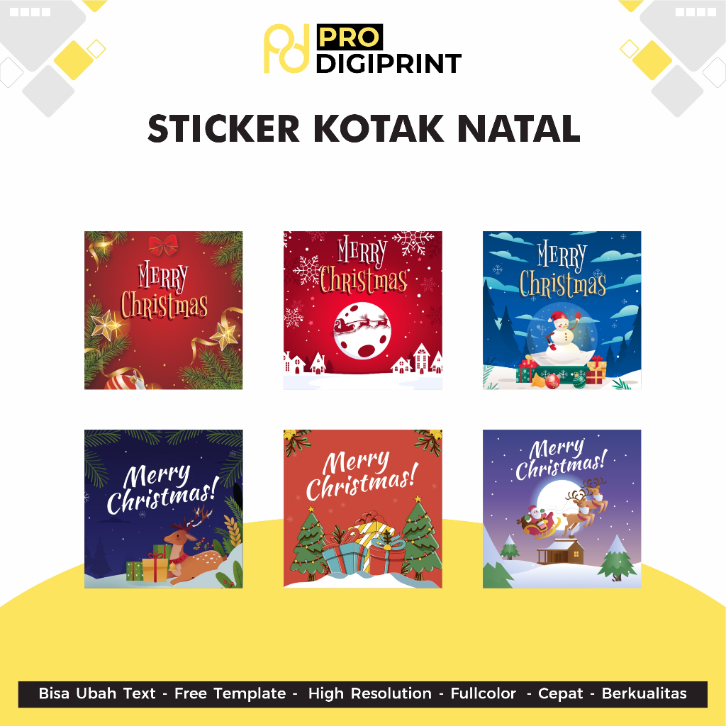 Jual Custom Sticker Natal ( Kotak ) - Label Sticker Kado - Natal ...