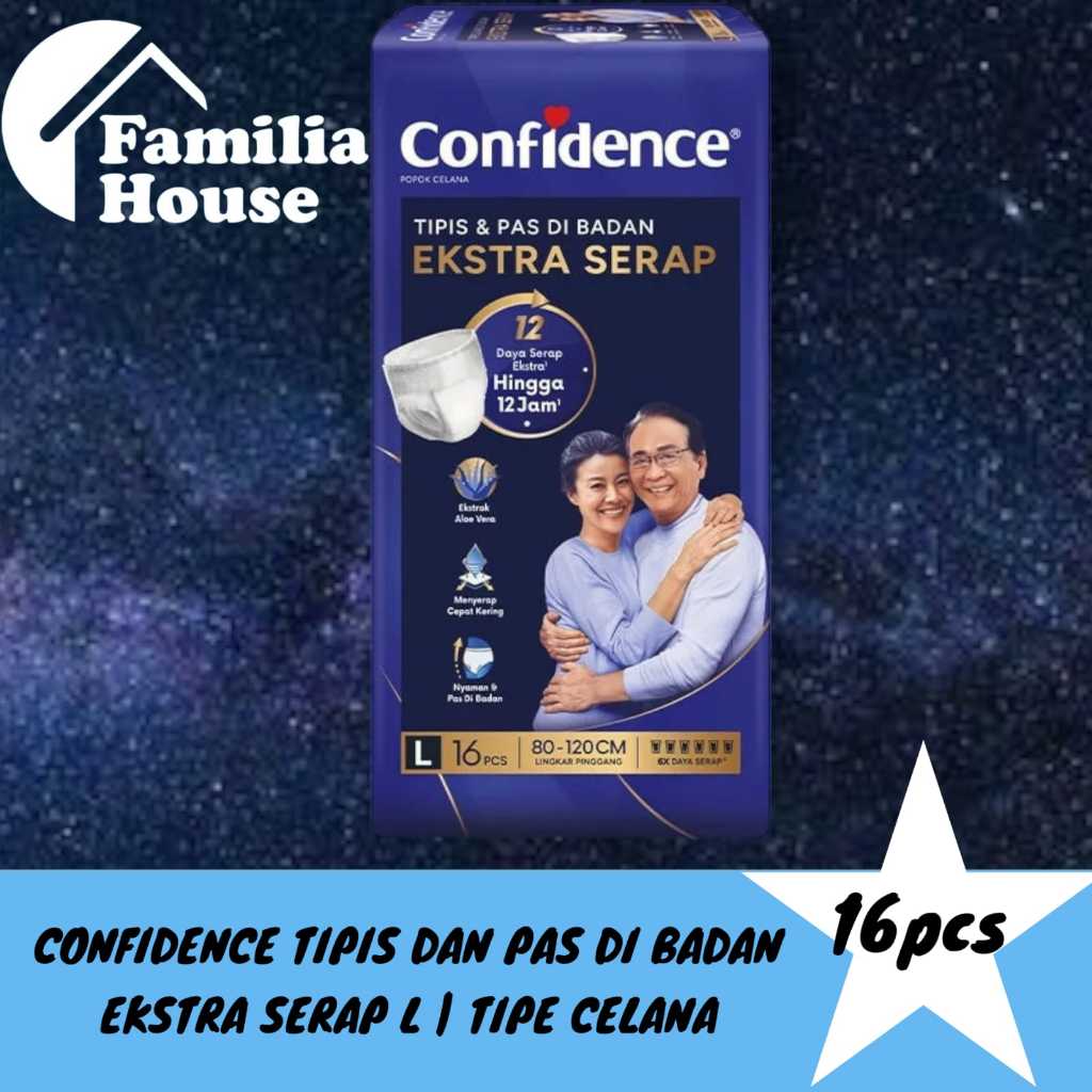 Jual Confidence Popok Celana Tipis & Pas Di Badan Ekstra Serap E-Pack L16 | Popok Dewasa Celana ...
