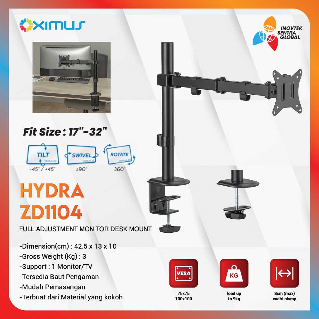 Jual Bracket Meja LCD TV 1 Monitor 17" Inch - 32" Inch Oximus Hydra ...