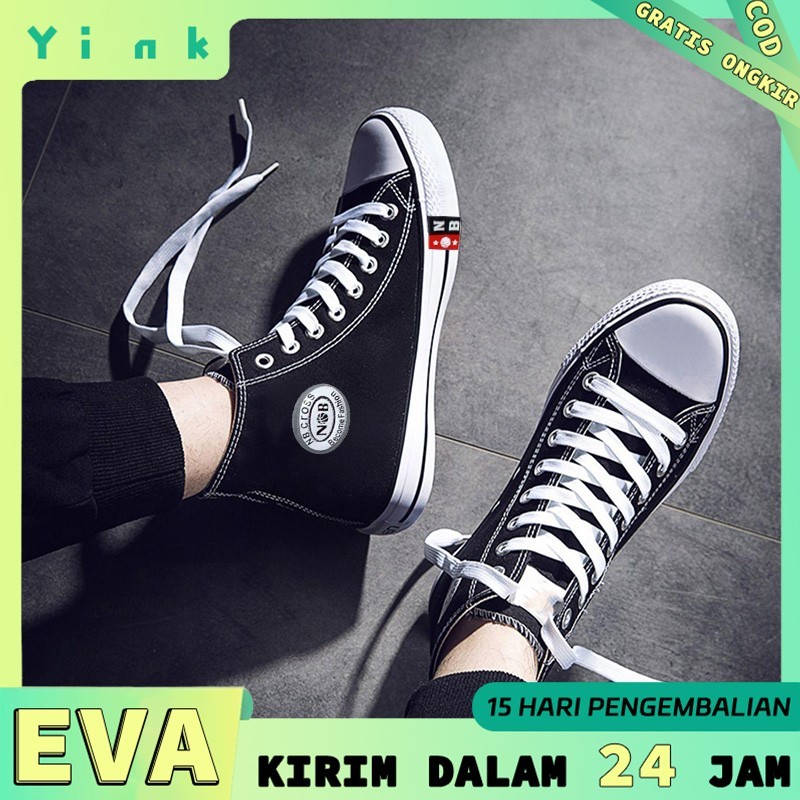 Jual YINK Sepatu Pria Sneakers Casual Hitam High Black Natural Terbaru Sepatu Anak Laki Laki ...