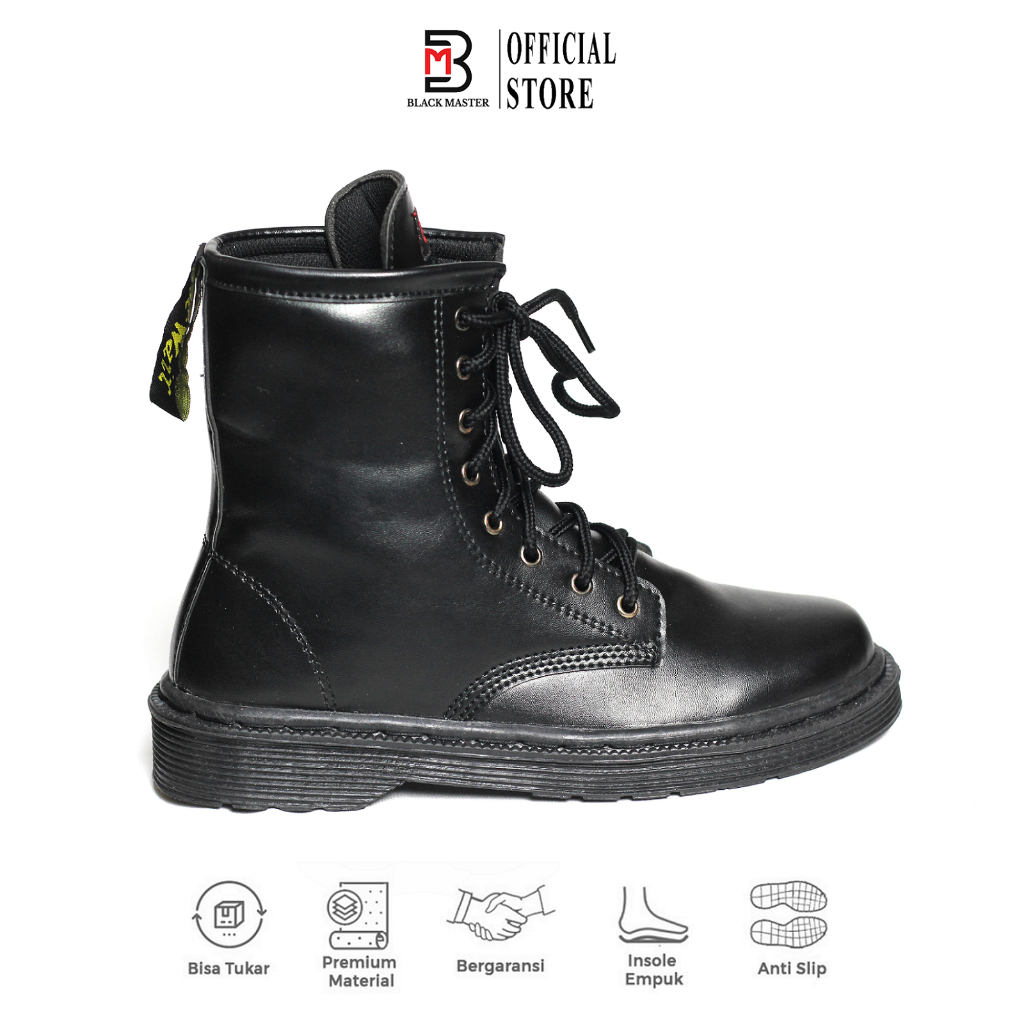 Jual BLACK MASTER Martiens Sepatu Boots Dokmart Pria Kulit Pu | Shopee ...