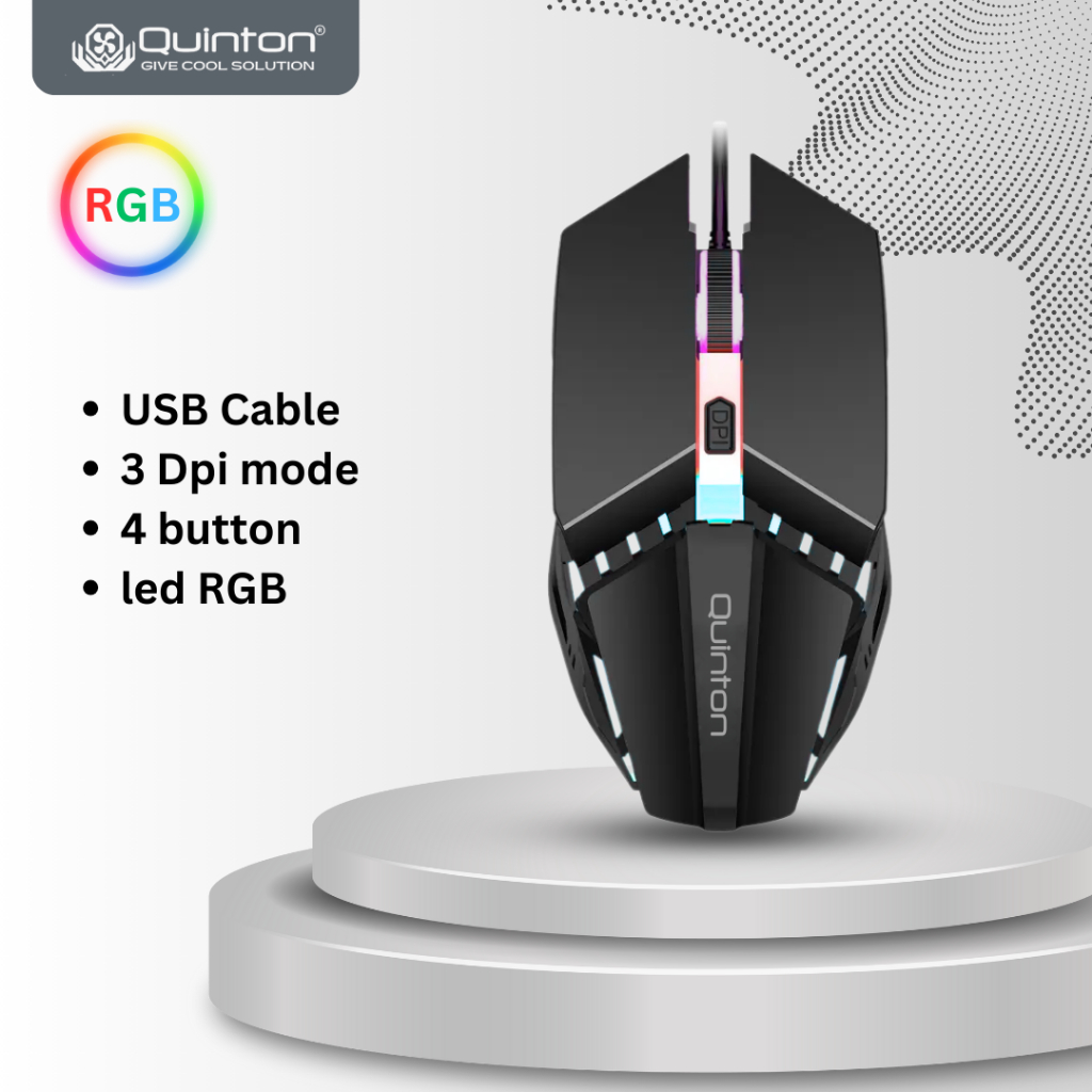 Jual QUINTON Mouse wired USB Gaming led RGB JM530 3 mode DPI 1600 for ...