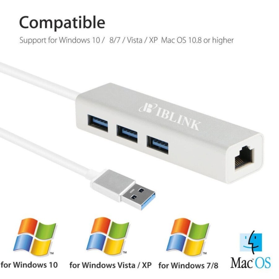 Jual Usb to lan gigabit Rj45 3 hub 3.0 port Ethernet Adapter macbook ...