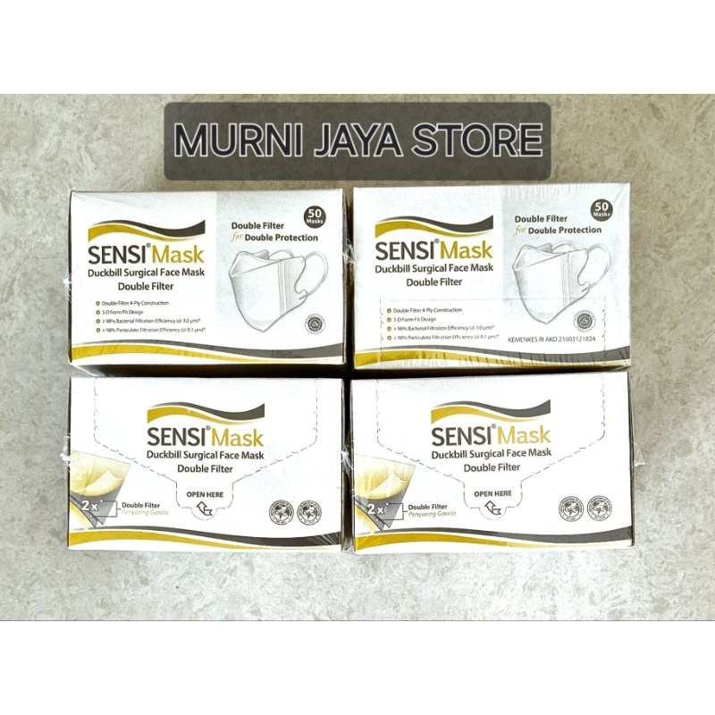 Jual SENSI MASK DUCKBILL SURGICAL FACE 4 PLY 50 PIECES MASKER SENSI ...