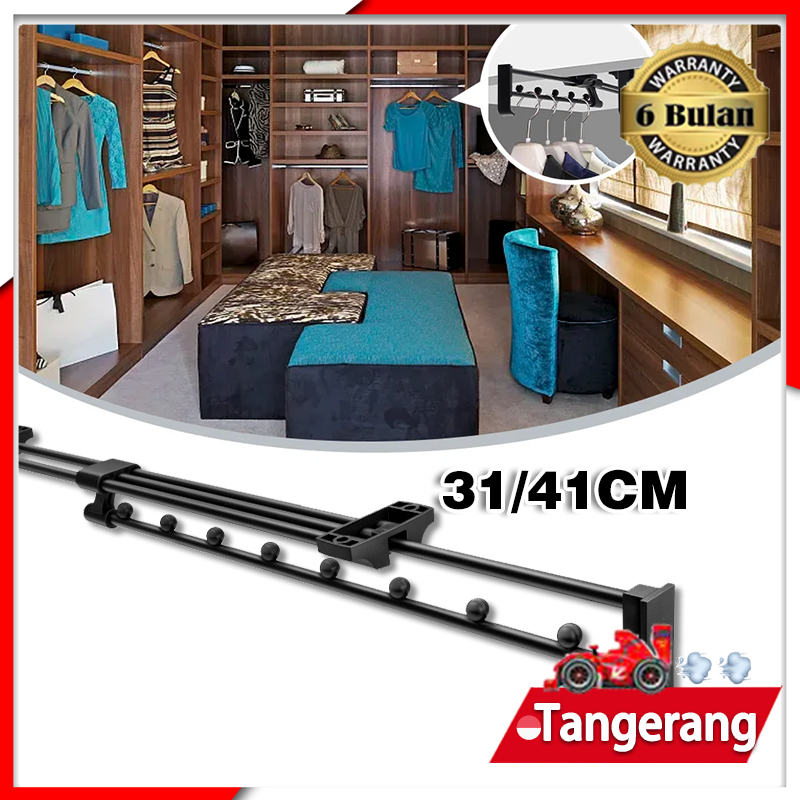 Jual 31cm/41cm Gantungan Baju Tarik Rel Gantungan Baju Lemari Tarik ...
