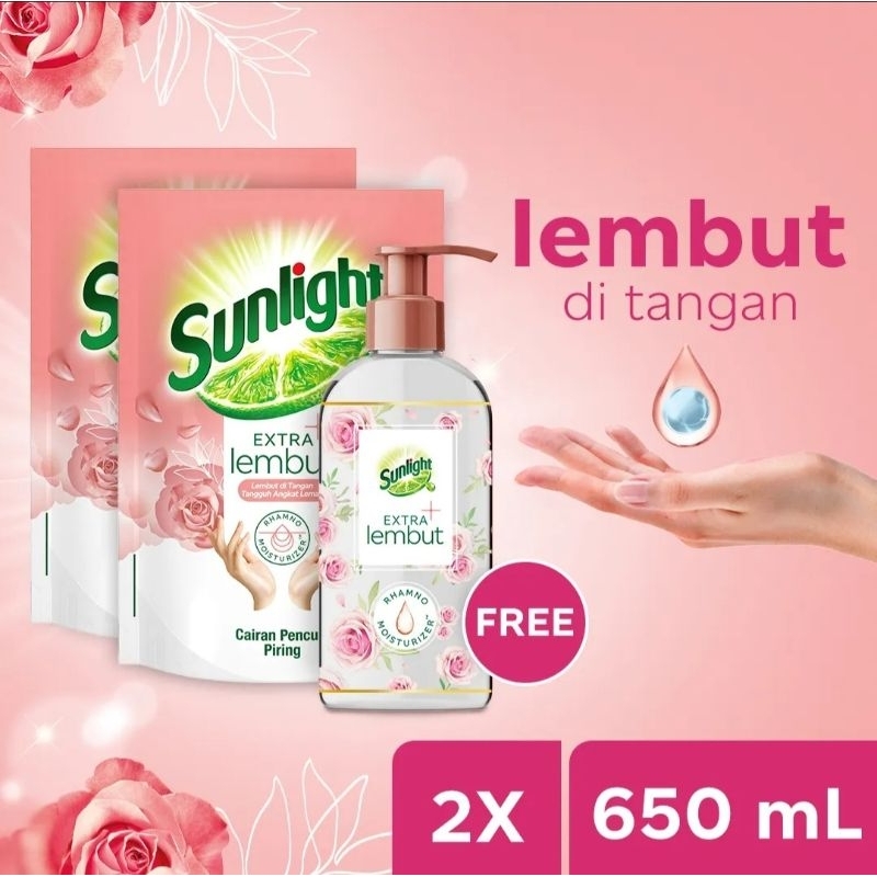 Jual sunlight extra lembut 2×650ml free botol | Shopee Indonesia