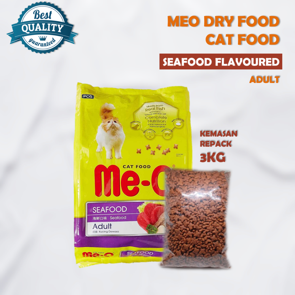 Jual Makanan Kucing Kering Meo Adult Rasa Seafood Kemasan Repack 3 Kg ...