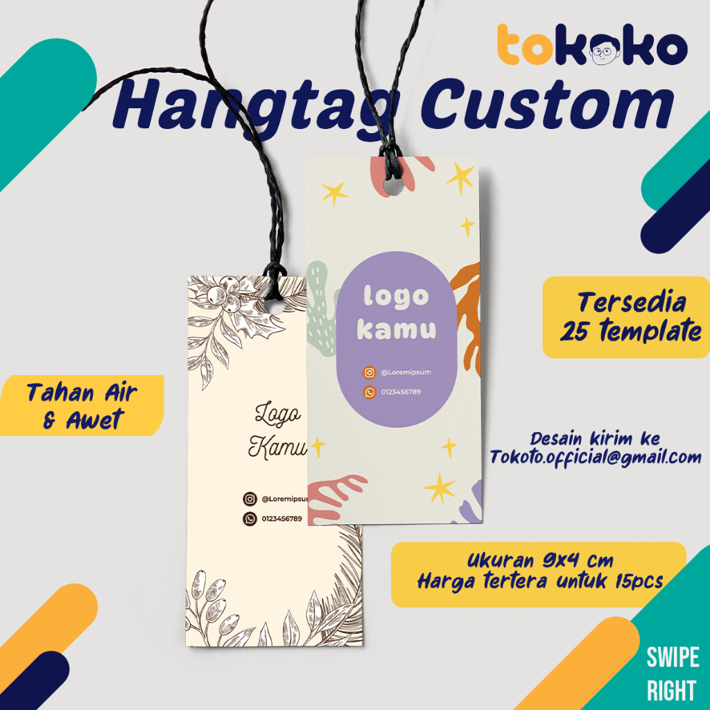 Jual Hang Tag Custom untuk Label Baju 9x4cm 15 pcs Murah Free Design ...