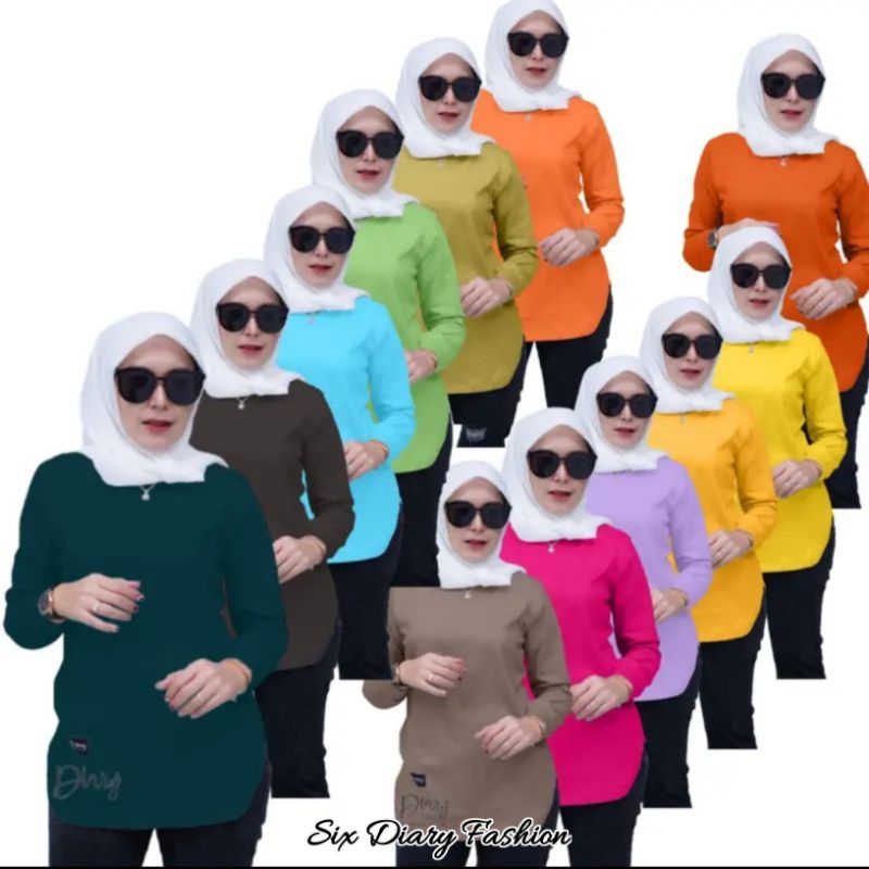 Jual Atasan Wanita Kaos Oval Viral Original Six Diary Warna Terbaru | Shopee Indonesia