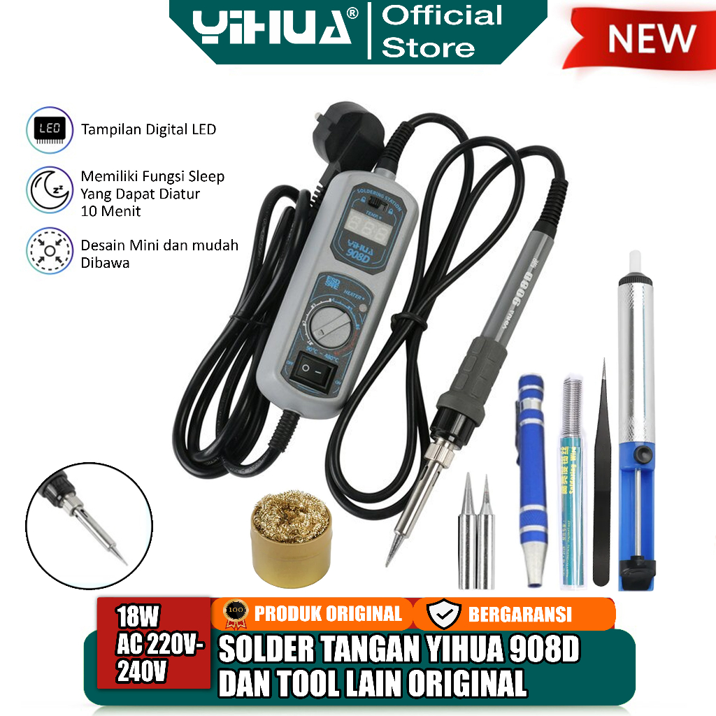 Jual Yihua 908D Tool Set Solder Tangan Listrik dan Tool Lain Dengan Box Original | Shopee Indonesia