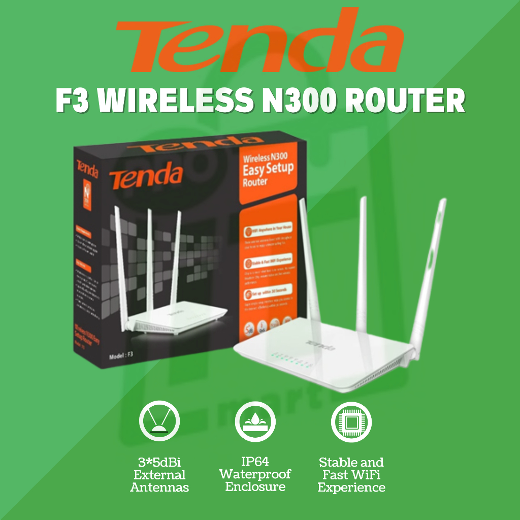 Jual Router Tenda F3 Wireless N300 300mbps 3 Antena Easy Setup