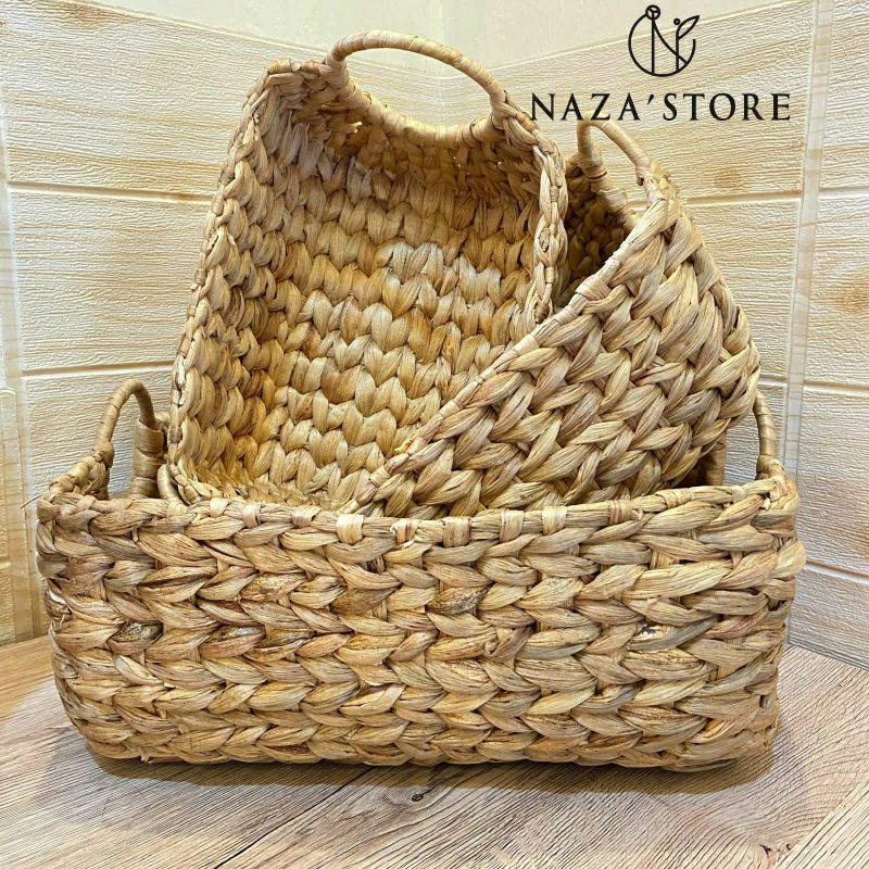 Jual Tray Handle Rotan/ Keranjang Anyaman Enceng Gondok/ Keranjang ...