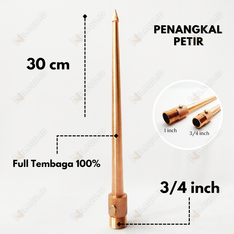 Jual Penangkal Petir Tembaga Asli 3/4 x 30 Splitzen Full Tembaga ...