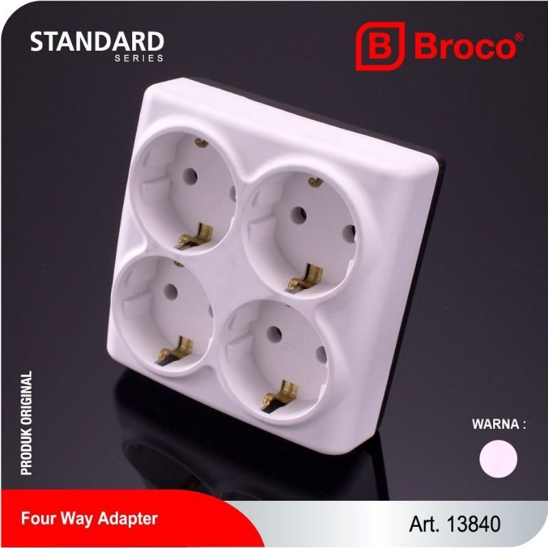 Jual 13840 Steker Adaptor 4 Lubang Four Way Adapter Plug With Earth ...