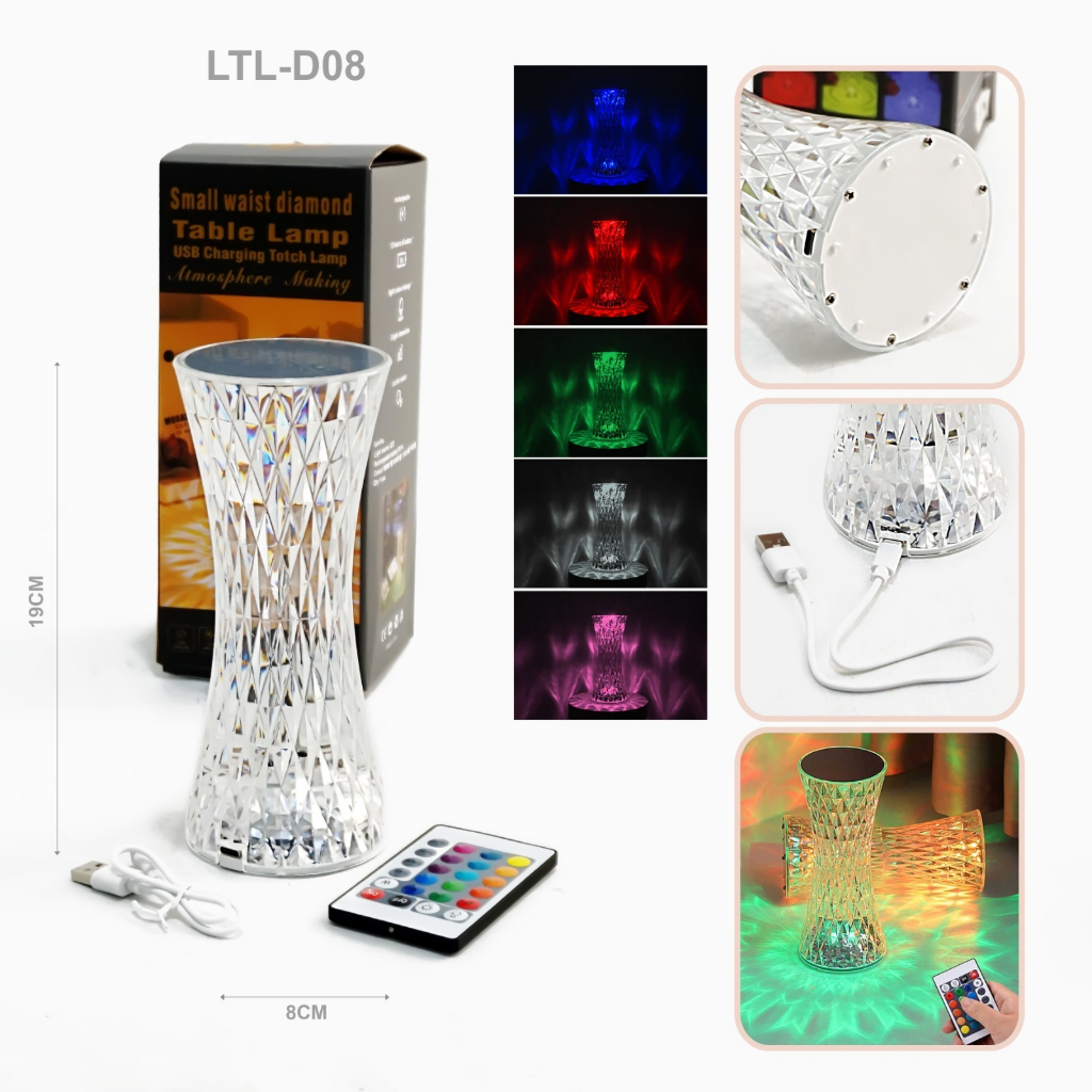 Jual Lampu Meja Crystal Diamond Table Lampu RGB 16 Warna Touch Sensor ...