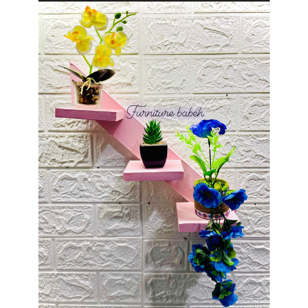 Jual Furniture rak bunga,rak tempel dinding model tangga 3 susun,rak ...