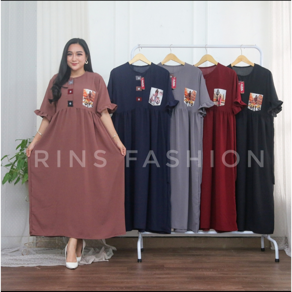 Jual DRESS DASTER WANITA BUSUI MURAH SANTAI MODEL SAKU 1 CRINGKLE VIRAL ...