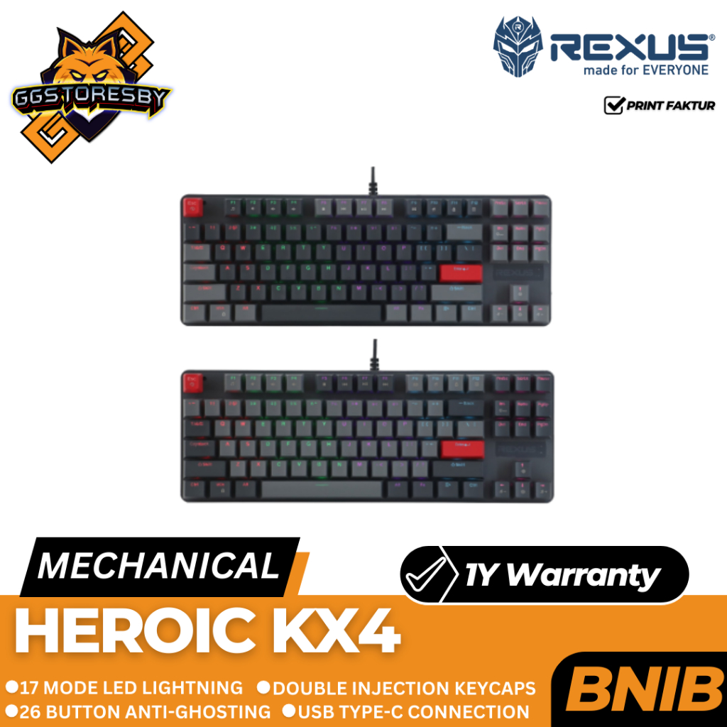 Jual Rexus Heroic Kx4 Tkl Mechanical Gaming Keyboard | Shopee Indonesia