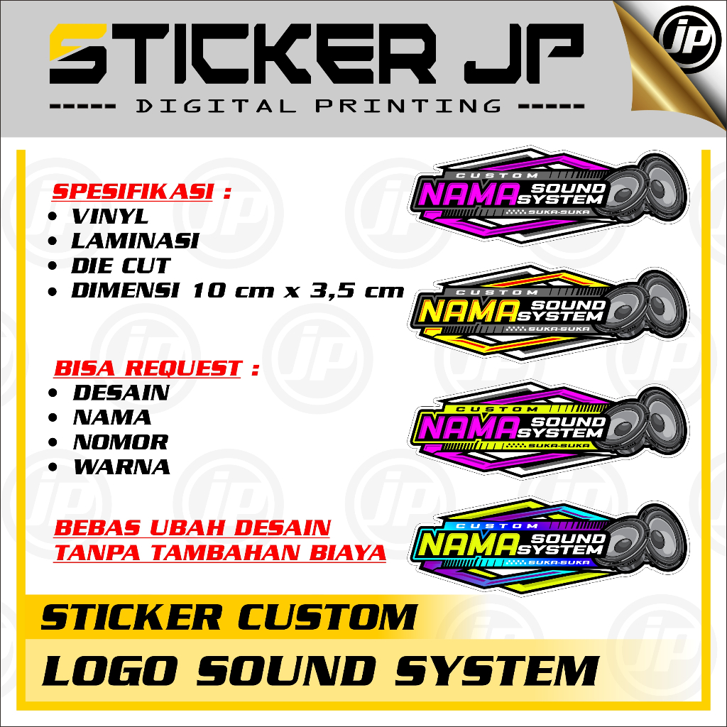 Jual JPUV Stiker AUDIO SOUND SYSTEM Custom Satuan Nama Suka Suka Sticker Custom Stiker | Shopee ...