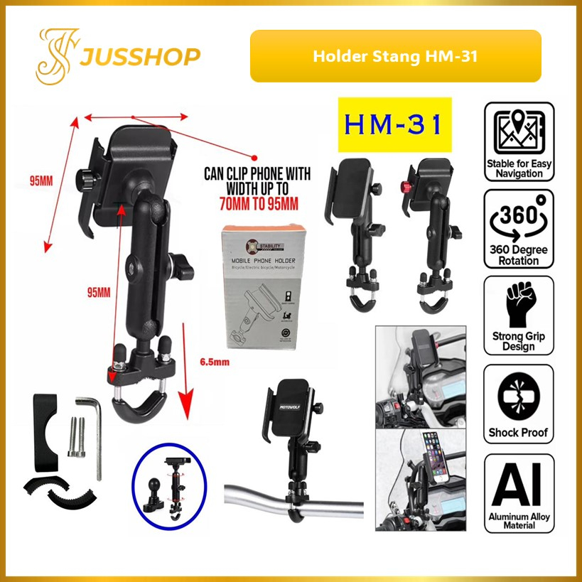 Jual Holder Stang Motor HM-31 Full Besi Phone Stand Holder Stang Penyangga Hp | Shopee Indonesia