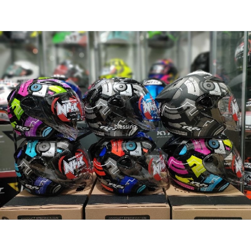 Jual NHK R6 MOTIF CORAK BLOCK HELM OPEN FACE | Shopee Indonesia