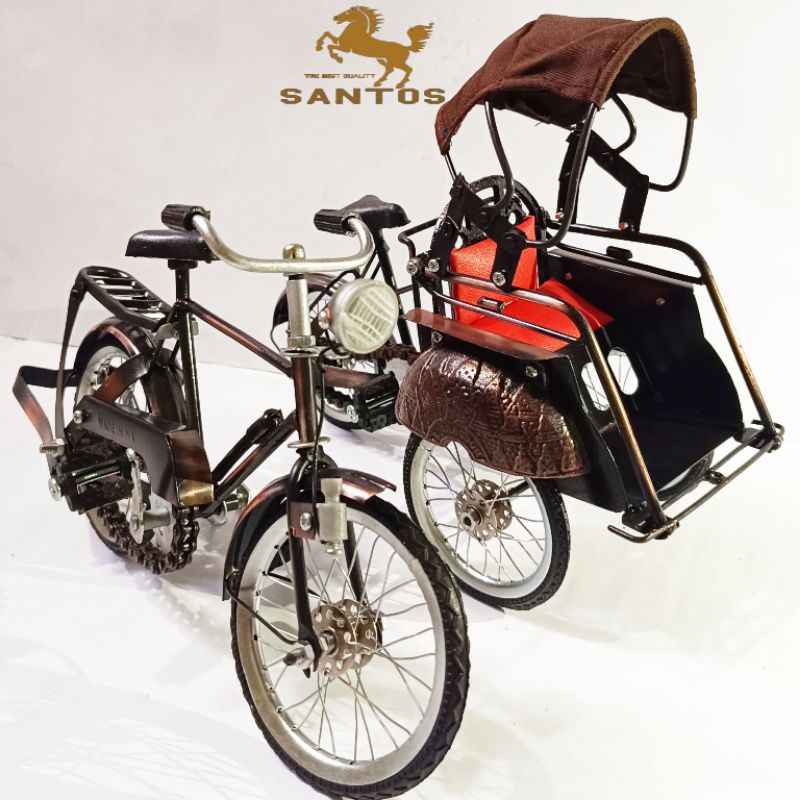 Jual Paket hemat miniatur becak Jawa dan sepeda onthel | Shopee Indonesia