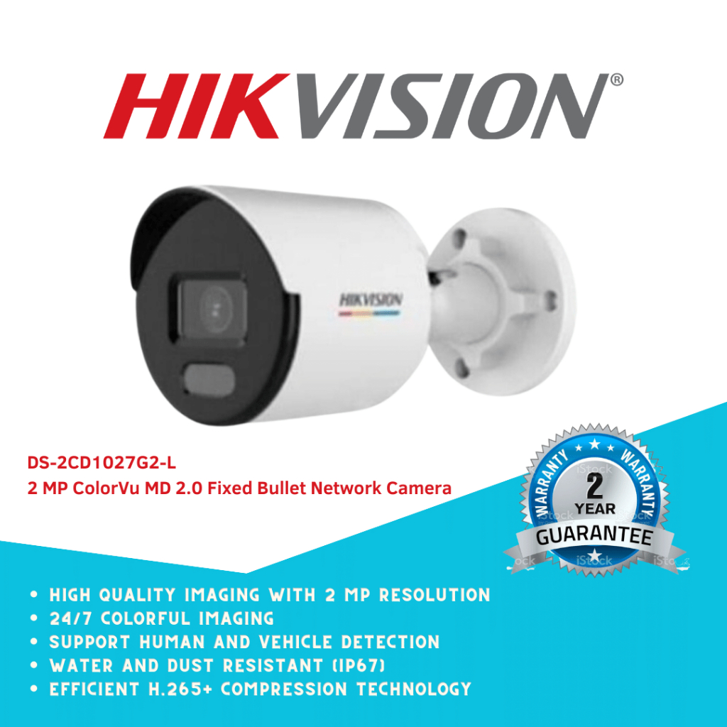 Jual DS-2CD1027G2-L - HIKVISION IP CAMERA 2MP COLORVU BULLET | Shopee ...