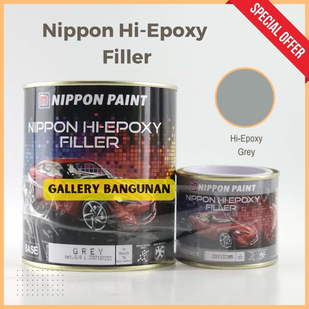 Jual Nippon Hi Epoxy Filler Base Grey + Hardener Cat Dasar Anti Karat ...